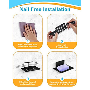 MOVNO 2 Pack Soap Dish Shower Waterfall-Matte Black SUS304 Stainless Steel Soap Tray, Soap Saver Drainer for Shower/Bathroom/Kitchen/Counter Top, Keep Soap Bars Dry & Clean