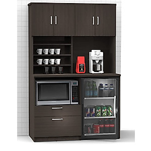 Breaktime Buffet Sideboard Kitchen Break Room Lunch Coffee Kitchenette Model 8035 2 pc Espresso – Factory Assembled (Furniture Items Purchase ONLY)