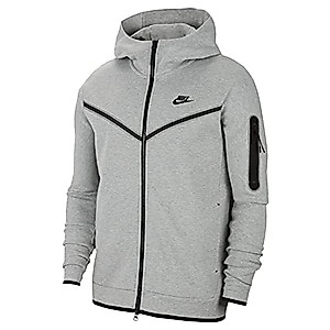 Nike Men's Sportswear Tech Fleece Full-Zip Hoodie, Dark Grey Heather/Black, X-Large