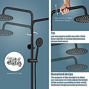 Aolemi Outdoor Shower Faucet Matte Black SUS304 Shower Fixture Combo Set Stainless Steel 8 inch Rainfall Shower Head Kit Single Handle High Pressure Hand Spray Wall Mount 2 Dual Function Single Handle