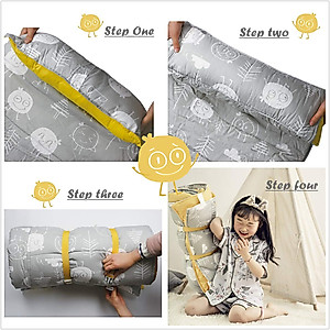 Hi Sprout Cotton or Minky Toddlers Nap Mat with Removable Pillow and Soft Blanket, Lightweight Daycare Preschool Kindergarten Sleeping Bag, Travel Slumber for Kids Girls Boys (Lovely Sheep)