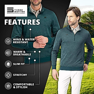 Three Sixty Six Dry Fit Pullover Sweaters for Men - Quarter Zip Fleece Golf Jacket - Tailored Fit