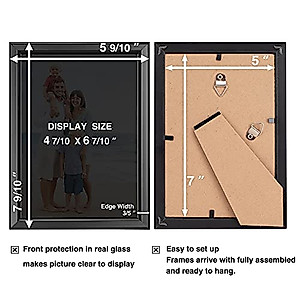 LaVie Home 4x6 & 5x7 Picture Frames (4 Pack, Black) Simple Designed Photo Frame with High Definition Glass for Wall Mount & Table Top Display, Set of 4 Classic Collection