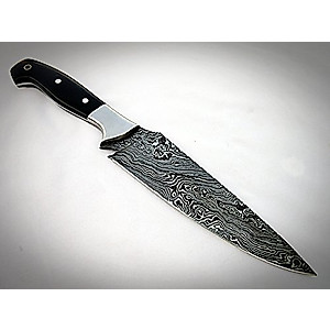 CF-28 Custom Handmade Damascus Steel 11.4" Inches Chef Knife - Beautiful Green and Black Micarta Handle