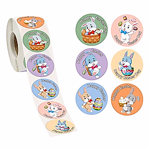 500Pcs Easter Stickers, Cute Easter Rabbit Egg Roll Assortment,Self Adhesive Sticker for Easter Party Kids Gifts Bag Box Decor Tags
