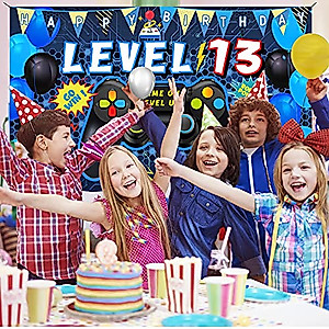 Vlipoeasn 13th Birthday Video Game Backdrop Level 13 Unlocked Official Teenager Backdrop Banner 13th Video Game Birthday Decorations 13th Birthday Backdrop for Boys