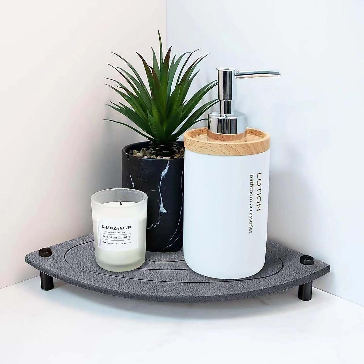 FOWSEEK Stone Drying Tray, Diatomite Instant Dry Sink Organizer for Bathroom Kitchen Counter, Water Absorbing Stone Tray for Sink Sponge Soap Holder Dispenser, Fast Drying Sink Caddy