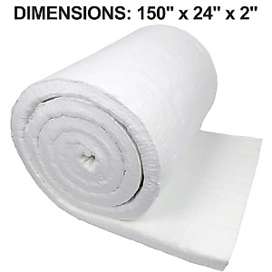 Lynn Manufacturing 2" Thick, Superwool Plus Insulation, Morgan Thermal Ceramics, 2200F Rated, 8 Lb. Density, 24" Wide, 12.5 Ft. Long, Ceramic Fiber Alternative, Safer Kaowool, 8SP22