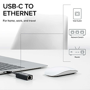 Plugable USB C to Ethernet Adapter, Driverless Fast and Reliable Gigabit Speed, Thunderbolt 3 to Ethernet Adapter Compatible with MacBook Pro, Windows, macOS, iPhone 15, and ChromeOS