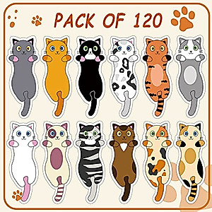 120 Pieces Cute Cat Bookmarks Cardstock Paper Bookmarks with Cutting Arm for Jamming Books Kawaii Anime Bookmarks Funny Animal Paper Bookmarks Cat Party Favor Decor Kids Boys Girls Adults