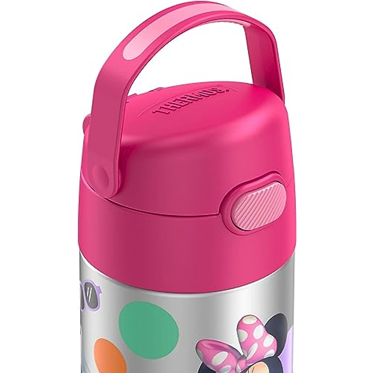 THERMOS FUNTAINER 12 Ounce Stainless Steel Vacuum Insulated Kids Straw Bottle, Minnie Mouse