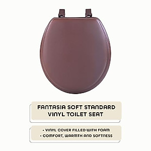 Soft Standard Vinyl Toilet Seat, Chocolate - 17 Inch Soft Vinyl Cover with Comfort Foam Cushioning - Fits All Standard Size Fixtures - Easy to Install Fantasia by Achim Home Decor