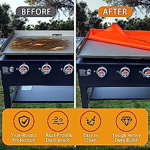 Wrpaulk 36" Silicone Griddle Mat Cover for Blackstone,Full Coverage Food Grade Griddle Grill Mat,Protects Grill Year-Round from anmial,Debris and Rust,Color:Orange