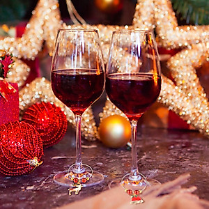 Hicarer 36 Pieces Christmas Wine Charms Wine Glass Markers Holiday Stem Glass Charms Drink Identifier for Birthday Wedding Anniversary Thanksgiving Parties