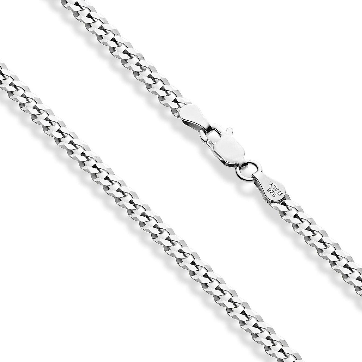 Miabella Solid 925 Sterling Silver Italian 3.5mm Diamond Cut Cuban Link Curb Chain Anklet for Women, Made in Italy (sterling silver, Length 9 Inches (X-Small))