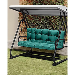 LCKFFYD Outdoor Swing Cushions，Bench Cushion Waterproof Swing Cushions 2/3 Seater Outdoor Porch Swing Cushions with Backrest, for Outdoor Swing Pad for Garden Patio Dark(42x40x5in,Green)