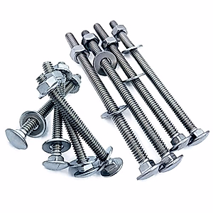 DEYTEH (12Pcs) 304 Stainless Universal Headboard or Footboard Hardware Bolts and Nuts 4 inches 2-1/2'' Long Carriage for Furniture Beds Sofa Table Chairs Wheelbarrow Handles Replacement Kit