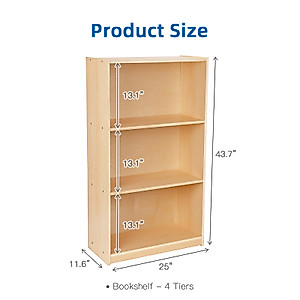OOOK 3 Tier Montessori Toy Shelf and Bookcase, Display Cabinet, Toy Organizers and Storage with Anti Tipping Settings, Wooden Book Shelf for Kids Rooms, Classroom, Playroom, Nursery, School