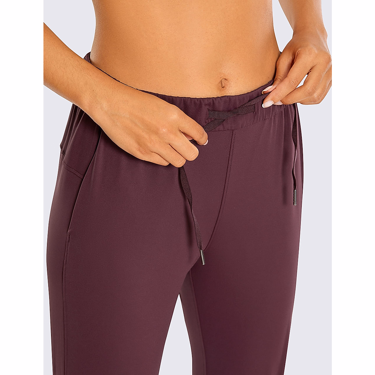 CRZ YOGA 4-Way Stretch Full Length Golf Pants for Women Tall 31" - Travel Sweatpants Workout Trousers with Pockets Dark Russet Medium