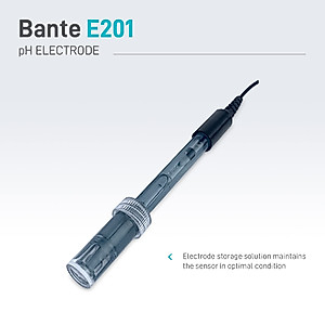 Bante E201 Combination pH Electrode | pH Probe | 0 to 14 pH Range, BNC Connector, 3.3 ft. Cable, Detachable Protective Shield