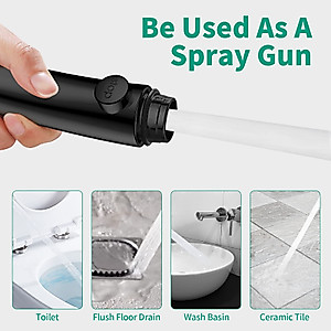 HEROBAI High Pressure Shower Head with Handheld, On Off Shower for RV, Water Saving Shower Head with Stop Button and 3 Modes, Detachable RV Shower Head with Hose and Self-Adhesive Bracket (Black)