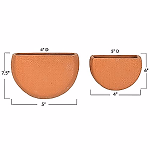 Main + Mesa Modern Boho Stoneware Wall Mount Planters, Terracotta, Set of 2 Sizes
