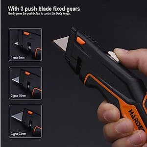 Edward Tools Pro Utility Knife with Retractable Blade - Heavy Duty SK5 Steel Blades Included - Easy Blade Change - Safety Lock System - Wire Cutter Opening - Box Cutter Cardboard