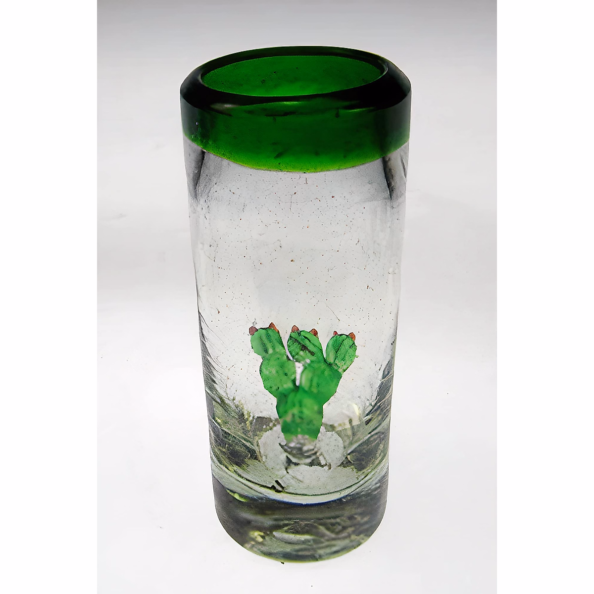 Eye4Art Shot Glasses, Dos Three Amigos Cactus, Green Rim, Mexico Set of 6