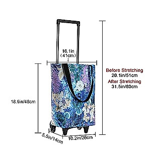 Shopping Carts For Groceries， Folding Truck ， Tote Bag On Wheels Collapsible Shopping Cart Bags Reusable Grocery Bags (Color : Thousand purple leaves)