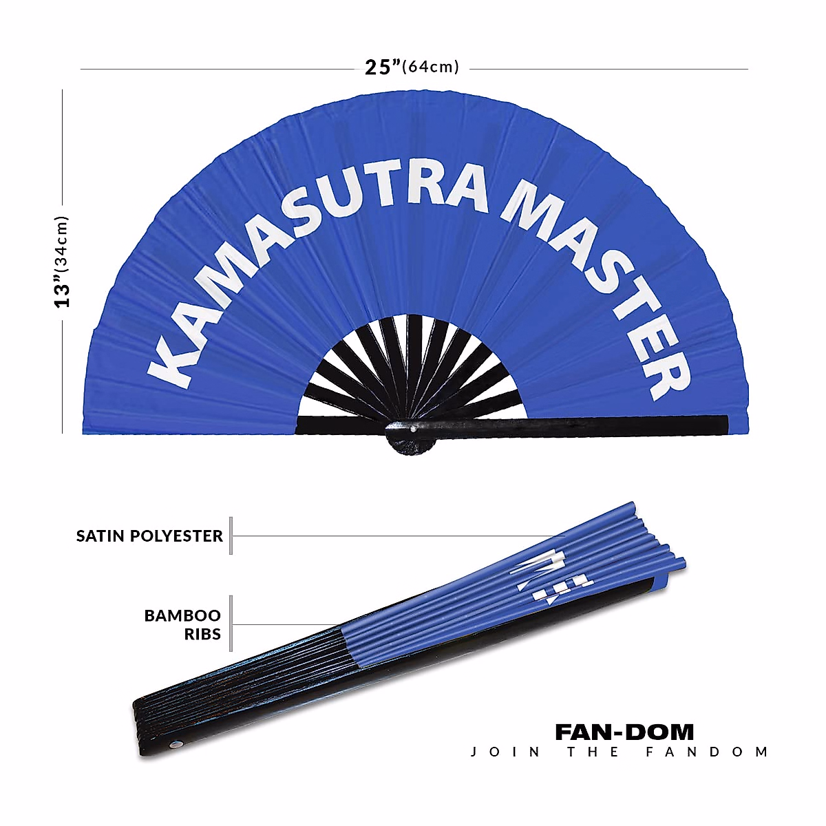 Kamasutra Master Hand Fan Foldable Bamboo Circuit Hand Fan Funny Gag Curse Words Expressions Statement Gifts Festival Accessories Rave Handheld Circuit Event Fan Clack Fans (Blue)