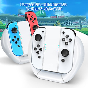 Mooroer Switch Joycon Grips White for Nintendo Switch & OLED, Switch Joy-Con Controller Holders Kit, Family Use Gaming Accessories for Nintendo Switch, [3 Pack]