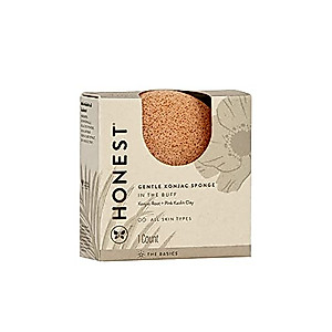 Honest Beauty Gentle Konjac Sponge with Pink Kaolin Clay |Soft Exfoliating Facial Sponge |Buff & Soften Skin | 1 count