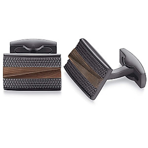 HONEY BEAR Rectangle Cufflinks for Men Shirt Steel Business Wedding Gift Brown