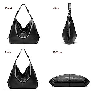 DOURR Hobo Bags for Women Faux Leather Hobo Handbags Ladies Shoulder Tote Bag Everyday Purse (Black - 2pcs)