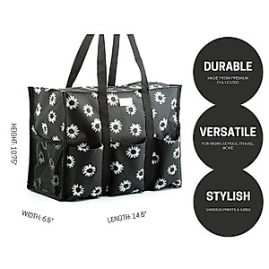 Pursetti Utility Tote (Medium, Black Daisy)
