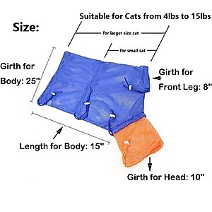 Cat Grooming Bag Puppy Dog Cleaning Polyester Soft Mesh Scratch & Biting Resisted for Bathing Injecting Examining Nail Trimming