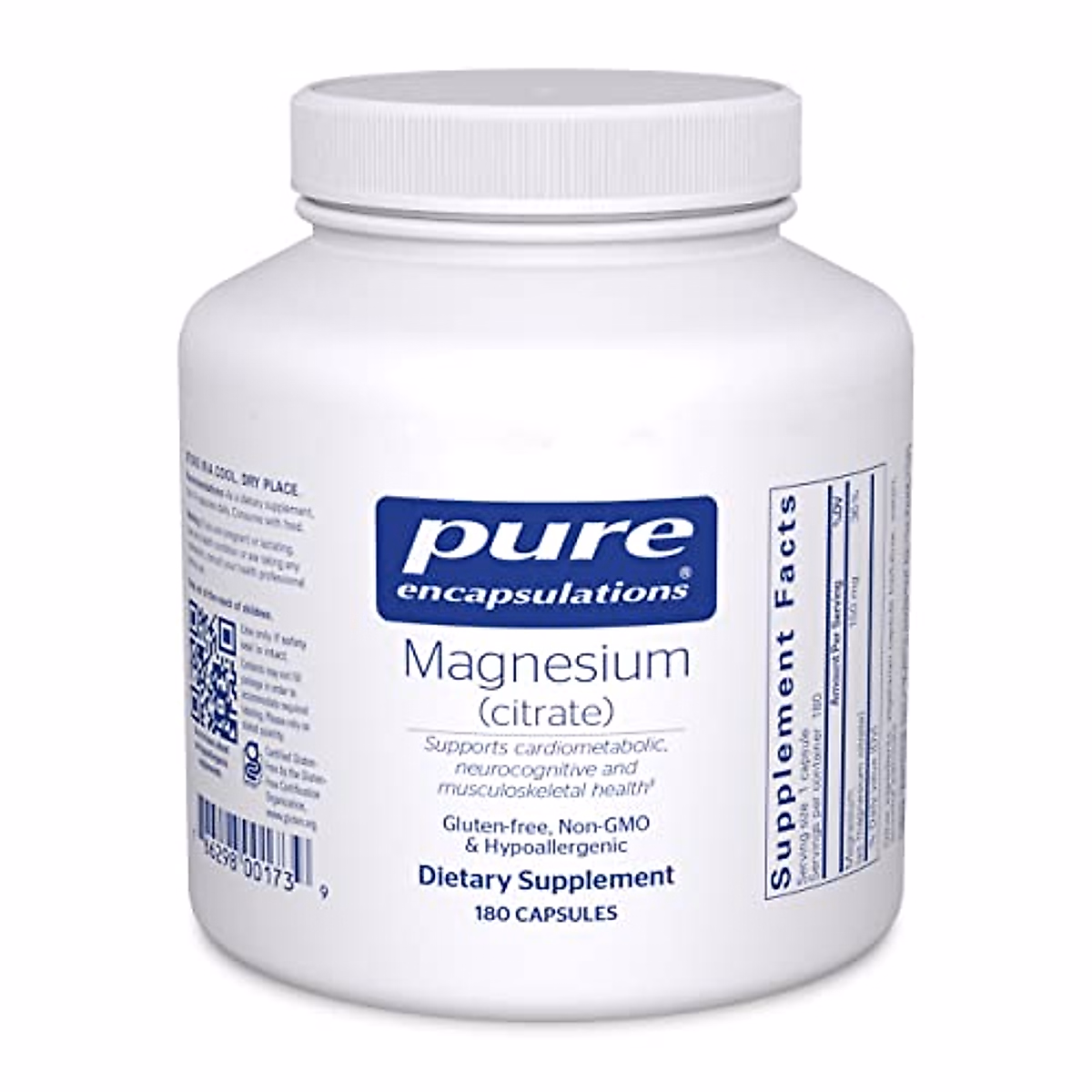 Pure Encapsulations Magnesium (Citrate) | Supplement for Sleep, Heart Health, Muscles, and Metabolism* | 180 Capsules