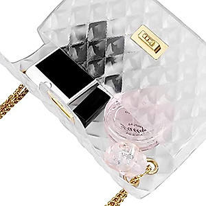 Linkidea Women Jelly Shoulder Handbags, Mini Semi-Clear Clutch Purse, Semi-Transparent Polyvinyl Chloride Chain Crossbody Bag