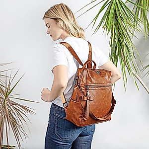 Ytonet Backpack Purse for Women, Fashion Leather Handbags for Travel - PU Convertible Bag Anti theft Womens Bookbags, Gifts for Her, Brown