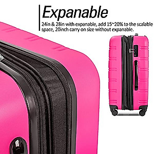 Merax Luggage Sets 3 Piece Suitcase Set 20/24/28,Carry on Luggage Airline Approved,Hard Case with Spinner Wheels,Pink