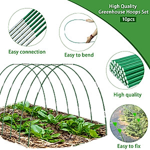 Garden Hoops for Raised Bed, 60 PCS Greenhouse Hoops 10 Sets of 8.5 FT Long Garden Arch Greenhouse Frame Rust-Free Fiberglass Garden Hoops for Row Cover Netting Shade Cloth
