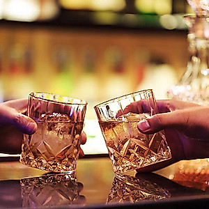 GLASKEY Whiskey Glasses Set of 4,Rock Glasses,10 oz Lead-Free Crystal Scotch Glasses,Old Fashioned Glass for Bourbon,Cognac,Irish Whisky,Personalised Whisky Glass Gift Set for Men,Dad,Brother