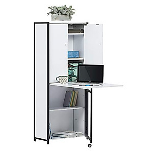 Sew Ready Craft/Multi Room Hiding Table Armoire, Charcoal/White