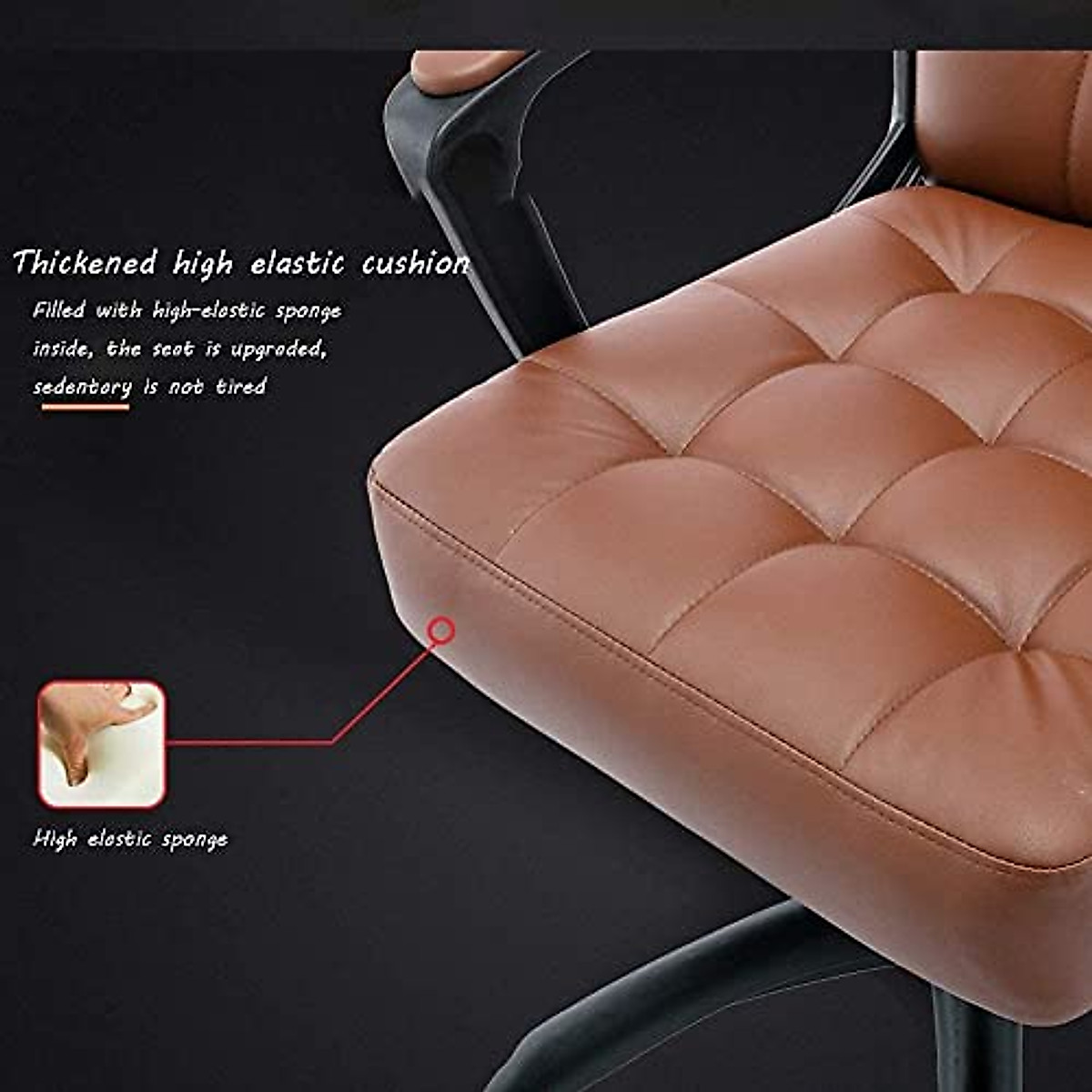 SHAWLA Chairs Mid-Back Flannel Adjustable Computer Office Desk Chair Lifting Study Chair (Color:Black)