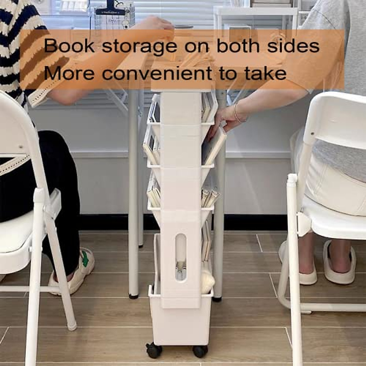 APBATS 5 Tier Book Rack Storage Bookshelf, Removable Movable Unique Bookcase, Utility Organizer White Bookshelves for Kids Children Students Study in Bedroom Living Room Home School