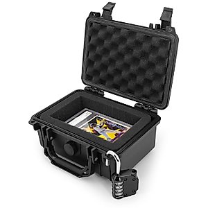 CASEMATIX Graded Card Case Storage Box For Sports Cards Compatible With 8 BGS, 13 FGS or 11 GMA PSA Graded Trading Card Slabs and More Collectible Cards - Airtight, Waterproof and Includes Padlock