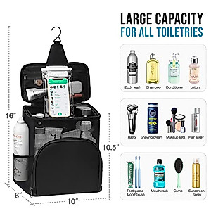 BINSUNS Portable Shower Caddy, Hanging Toiletry Bag with Phone Pocket, Travel Shower Caddy Organizer College Essentials - College, Dorms, Gym, Camp, Bath(Black)