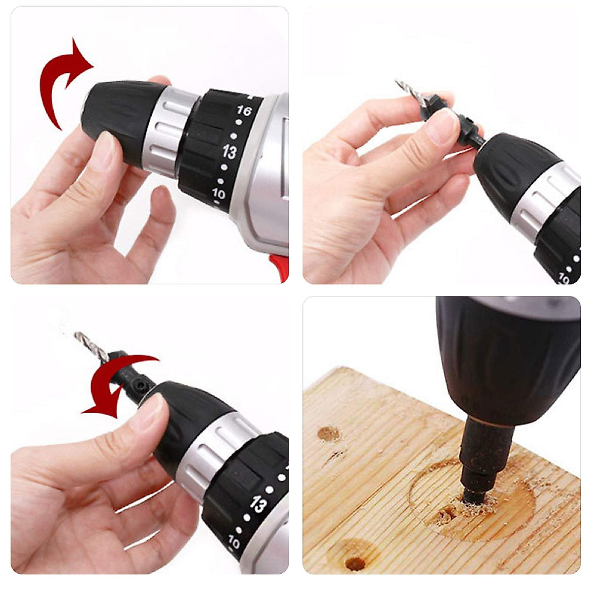 DAYREE 5PCS Countersink Drill Bit Set Wood Drill Bit Set Woodworking Tools #5, 6, 8, 10, 12