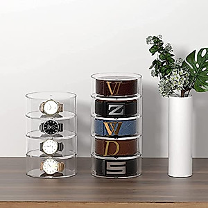 Carmanon 5 Layers Belt Organizer for Closet, Acrylic Belt Storage Organizer Clear Belt Holder, Men Belt Case and Display for Belt Watch Jewelry Bracelets Ring Cosmetic