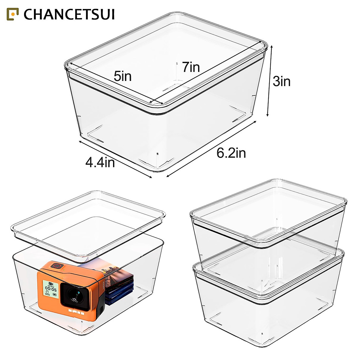 Storage Bins With Lids Plastic Containers: Plastic Multipurpose Stackable Storage Container Bins With Lid For Home And Office Organization, Small Storage Bin, 2 Pcs 5x7 Plastic Container, Clear